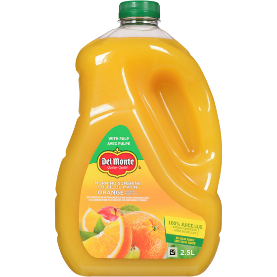 DEL MONTE, JUS ORANGE AVEC PULPE SOLEIL DU MATIN, 2.5L — Marché Nuvo