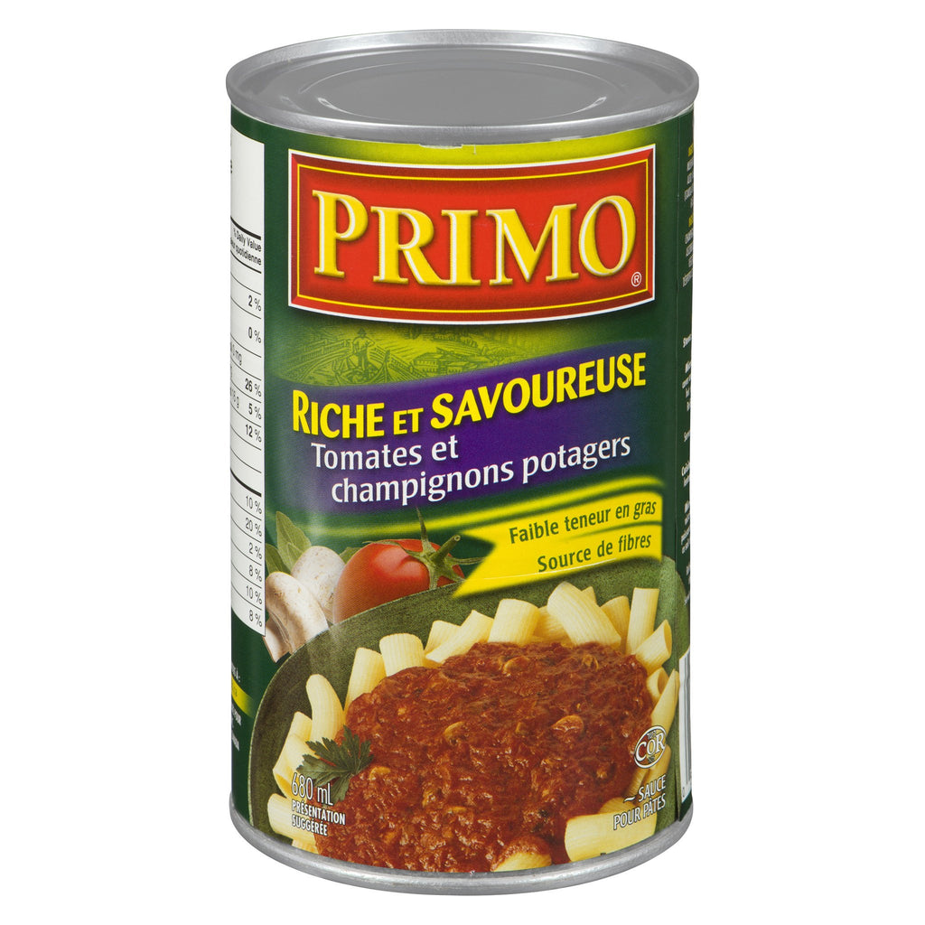PRIMO SAUCE PÂTES TOMATE JARDIN ET CHAMPIGNONS, 680 ML— Marché Nuvo
