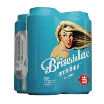 ARCHIBALD, BRISE DU LAC 4.8% PILSNER CANETTE, 4X473 ML— Marché Nuvo