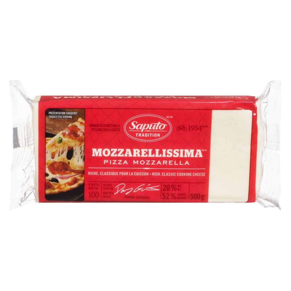 SAPUTO, FROMAGE PIZZA MOZZARELLA BLOC 20%MG , 500 G — Marché Nuvo