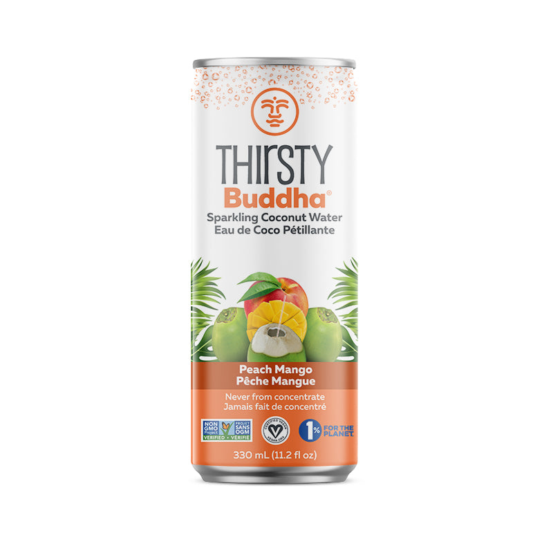 THIRSTY BUDDHA, PEACH MANGO SPARKLING COCONUT WATER, 330ML — Marché Nuvo